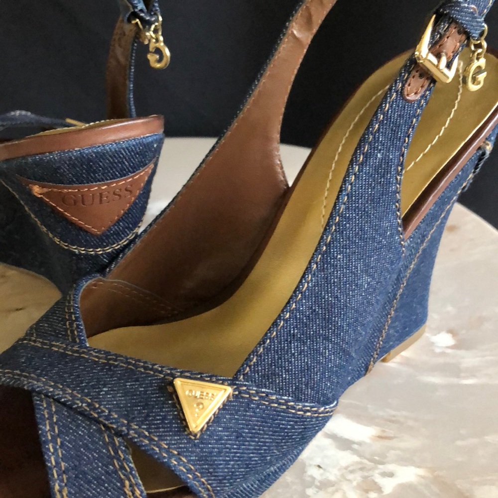Guess Slingback Denim Platform Wedge - Gem